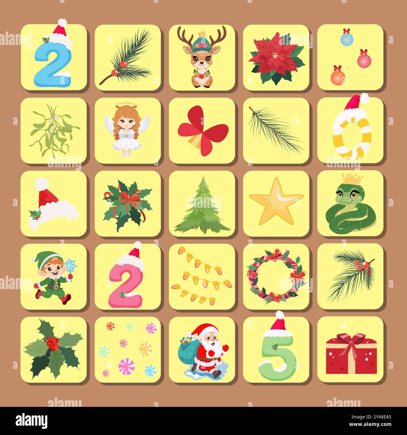 Advent calendar with stickers, template - Kids Christmas clip art set ...