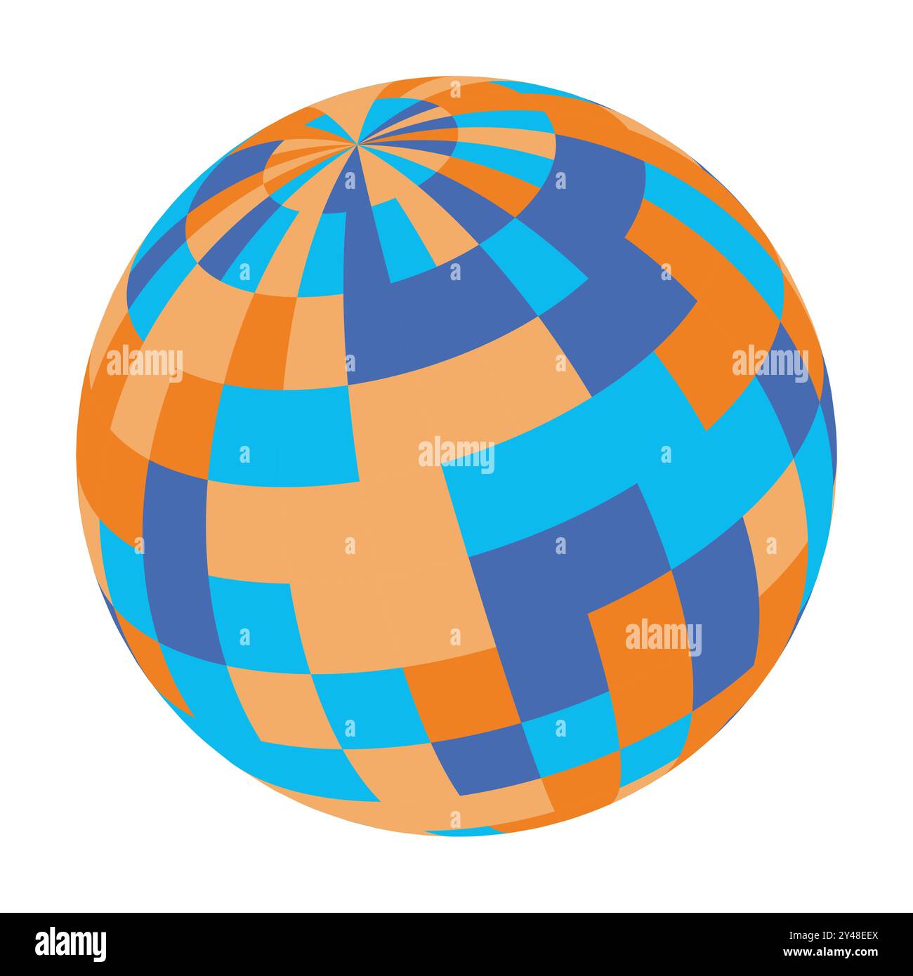 A vibrant globe featuring a mosaic of blue, orange, and yellow patterns ...