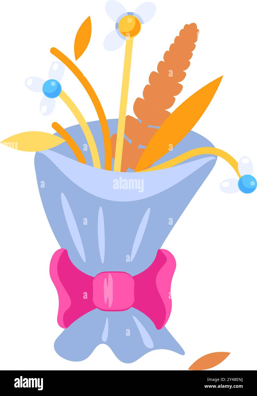 Vector graphic illustration of bouquet of wilted flowers in a vibrant ...