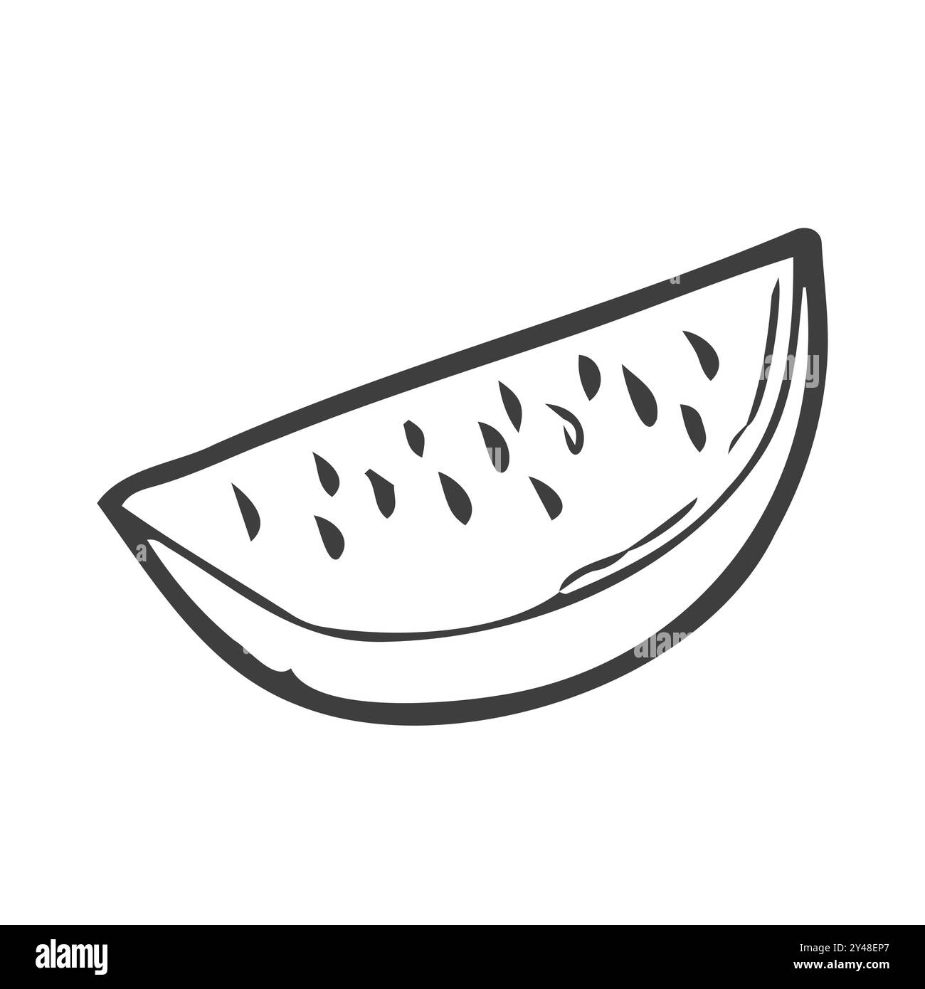 Slice and whole of watermelon outline. Coloring page. Vector ...