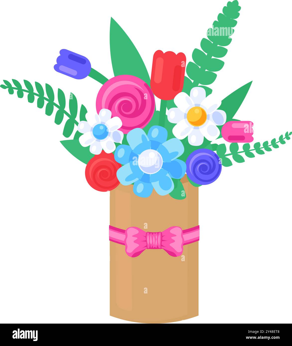 Vector graphic illustration of bouquet of flowers in a vibrant palette ...
