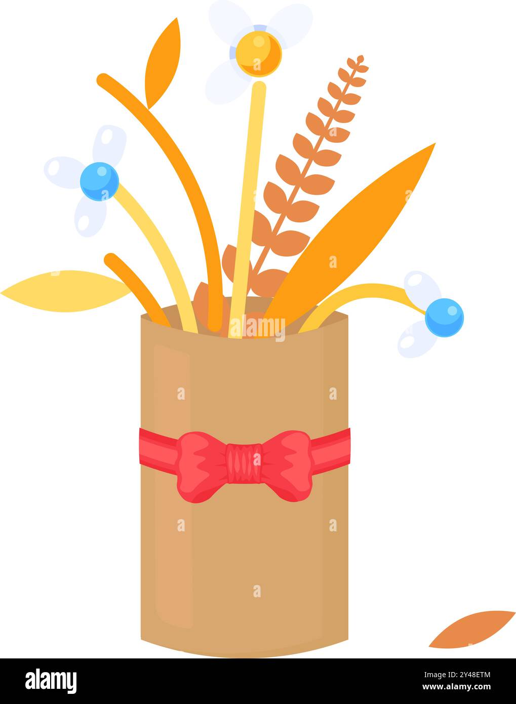 Vector graphic illustration of bouquet of wilted flowers in a vibrant ...