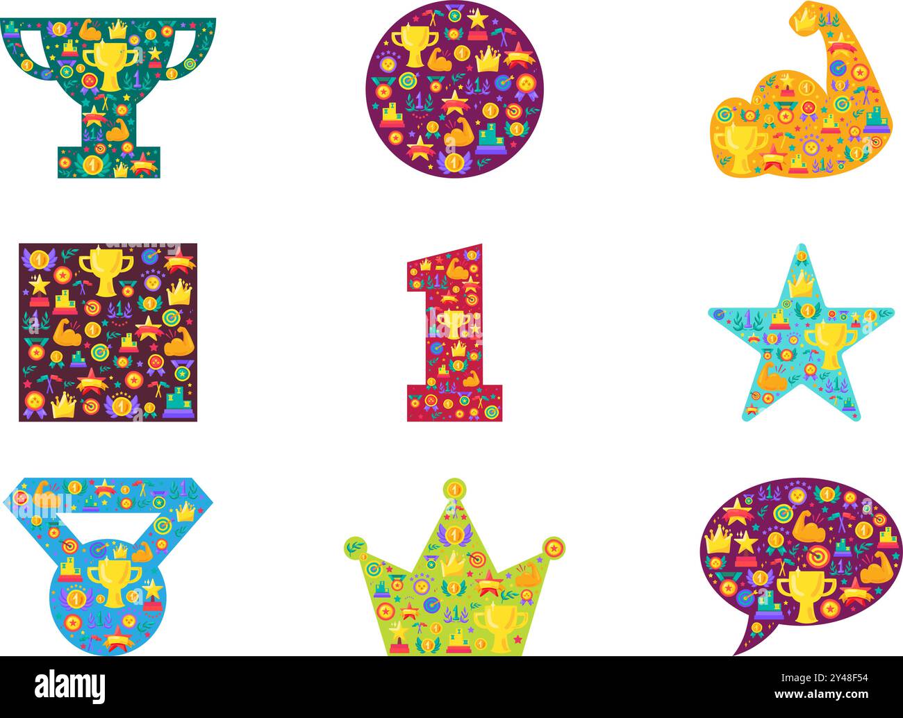 Set of vector banners of different shapes with sport elements, such as ...