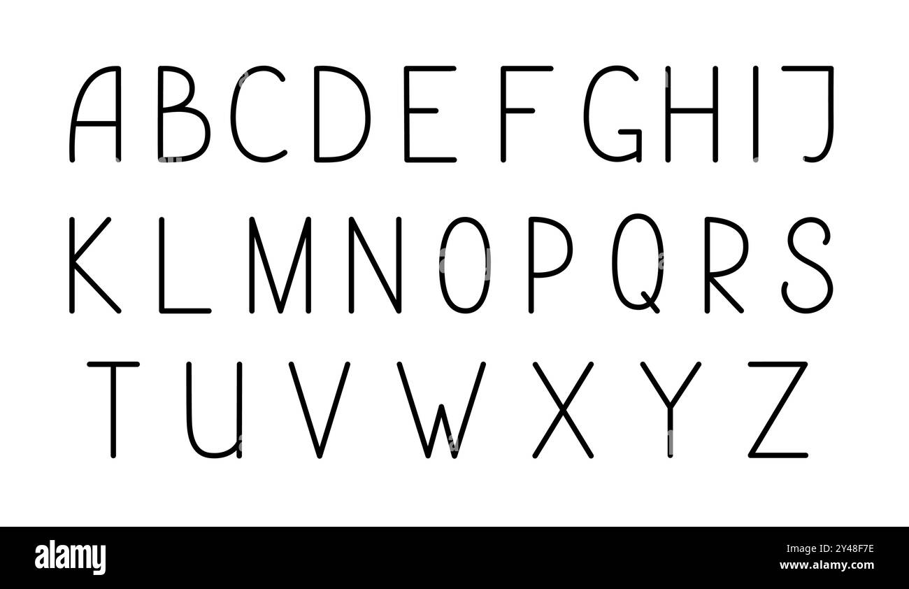 Letters of English alphabet uppercase linear vector illustration ...