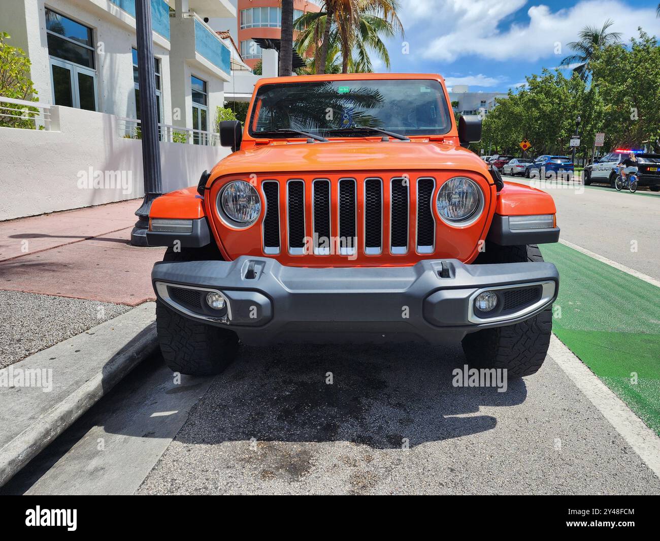 Miami Beach, Florida USA - June 8, 2024: 2018 Jeep Wrangler Unlimited ...