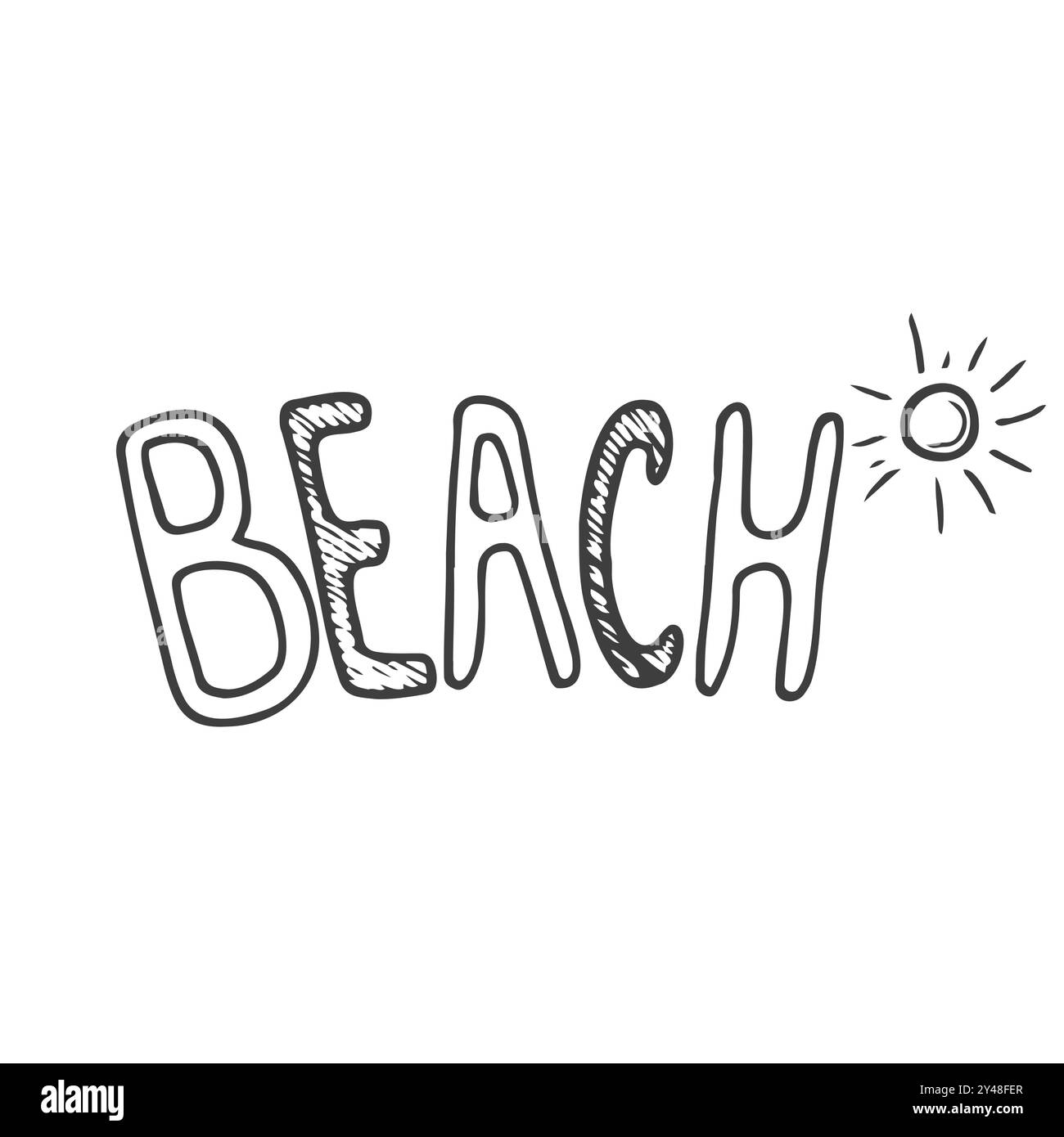Vector hand written word "beach". Modern brush lettering, calligraphic ...