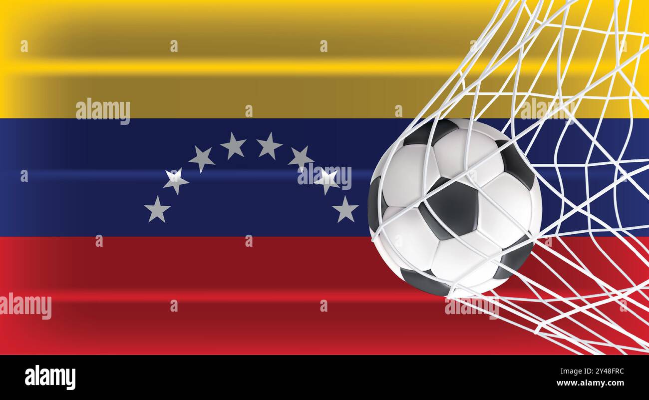 Soccer or Football ball in Goal Net Isolated on Venezuela Shaded Flag ...