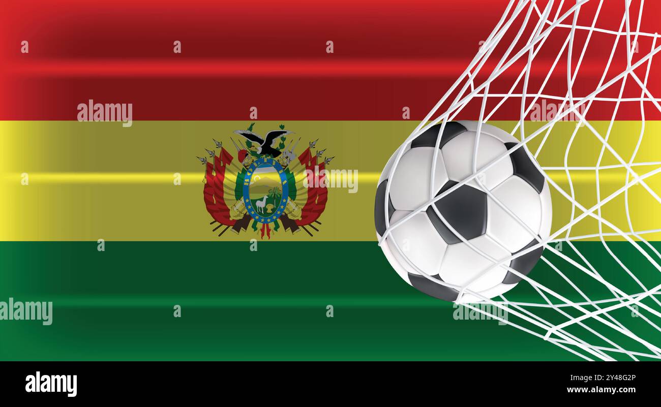 Soccer or Football ball in Goal Net Isolated on Bolivia Estado Shaded ...