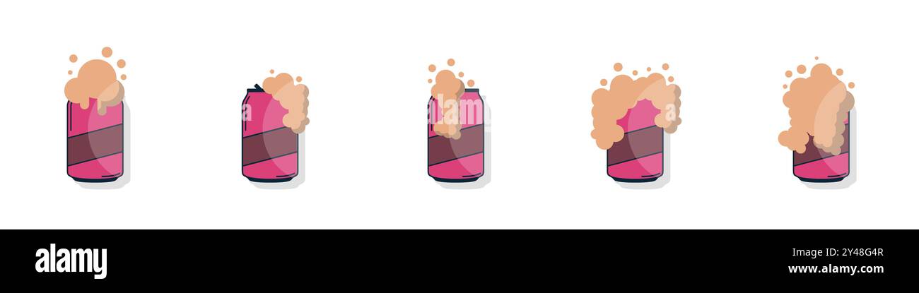 Soda can icon. Drink color icon. Foam from a can vector icon set ...