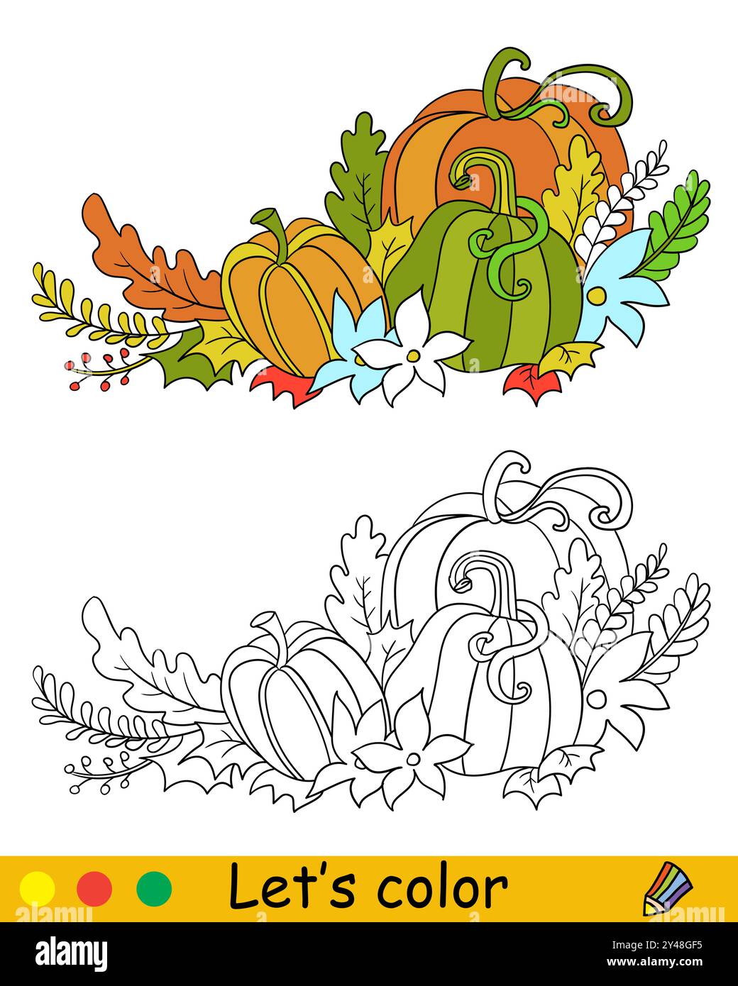 Pumpkin coloring vector illustration. Halloween pumpkin outline ...