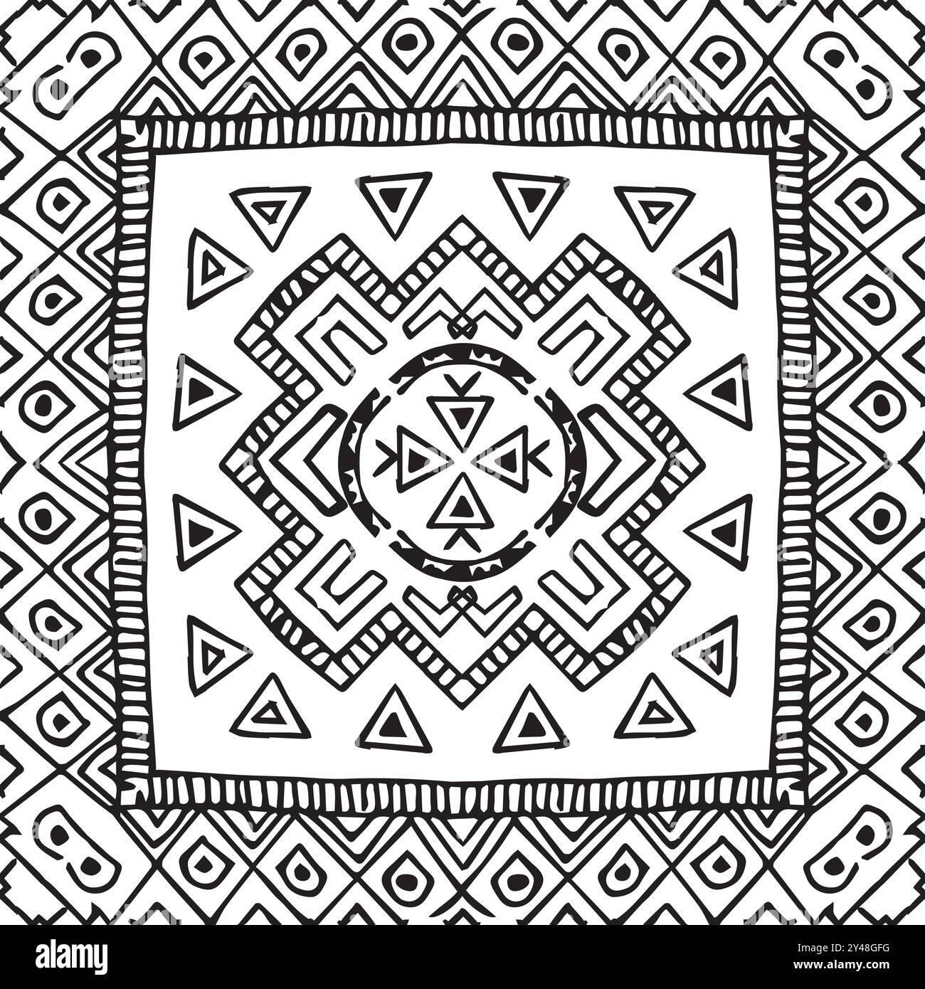 Abstract geometric black white tattoo tribal background vector design ...