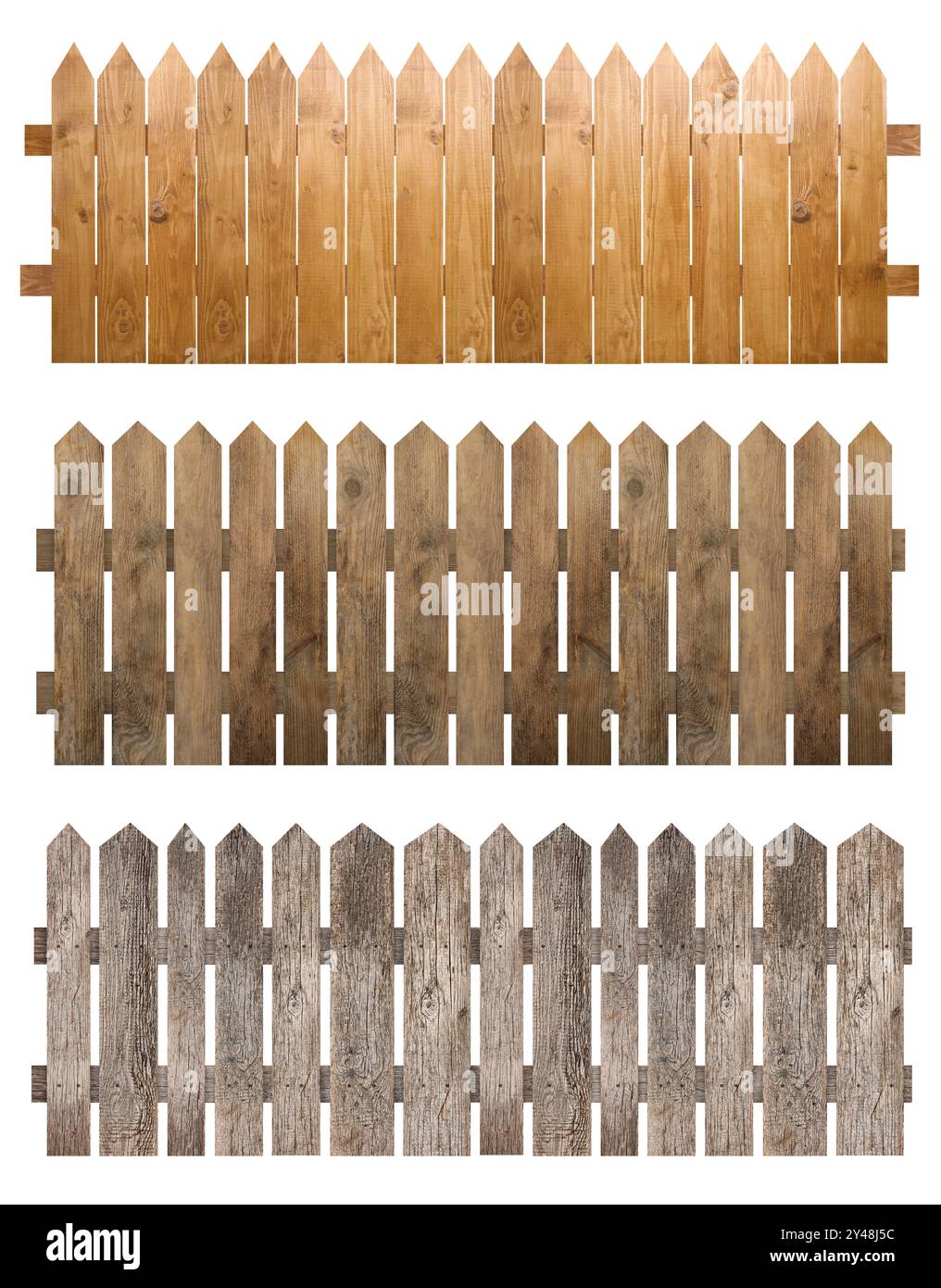 Different wooden fences isolated on white, set Stock Photo - Alamy