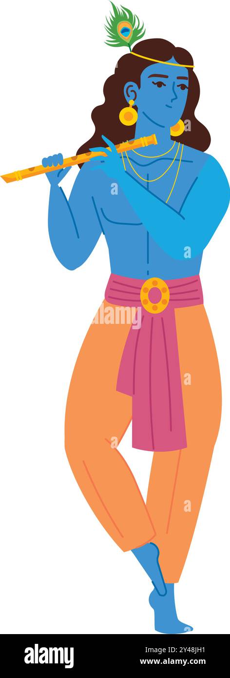 lord krishna playing flute vector Stock Vector Image & Art - Alamy