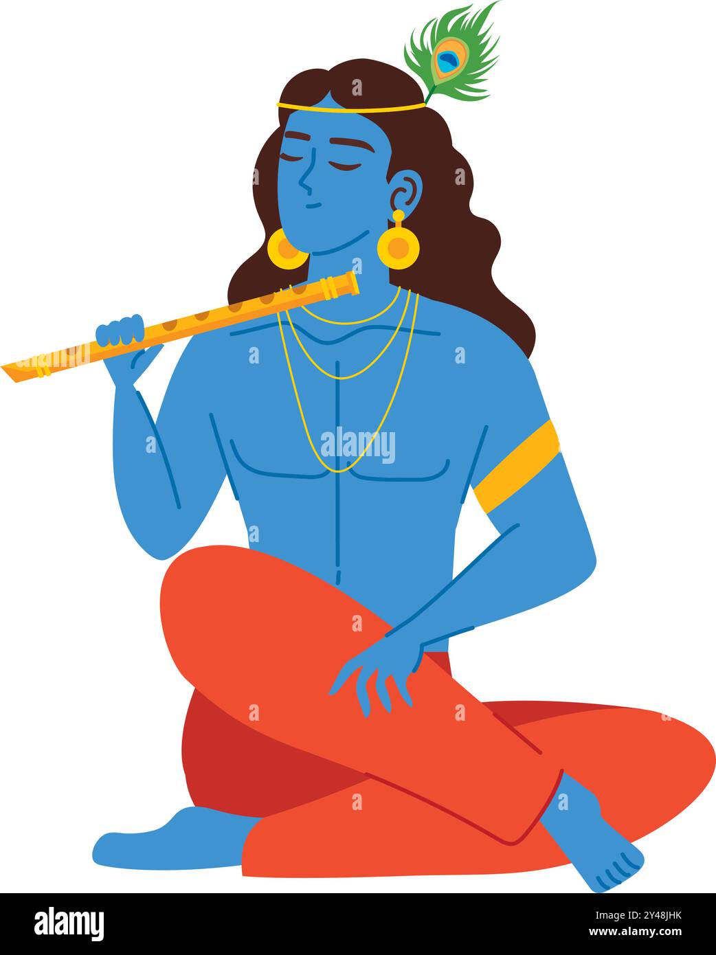 happy krishna with bansuri Stock Vector Image & Art - Alamy