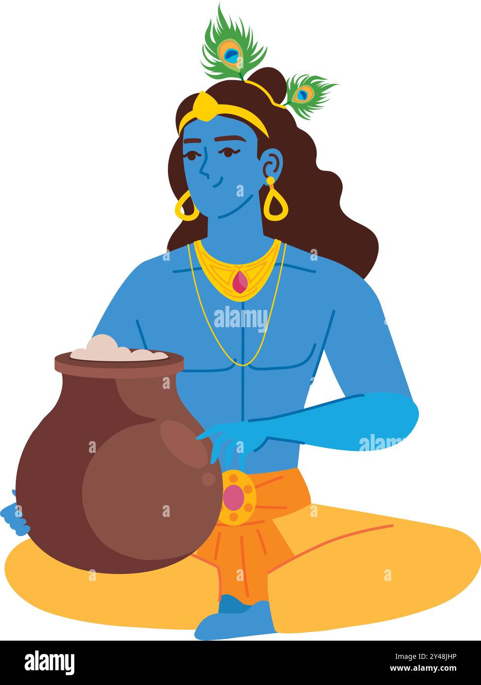 lord krishna eating makhan cream Stock Vector Image & Art - Alamy