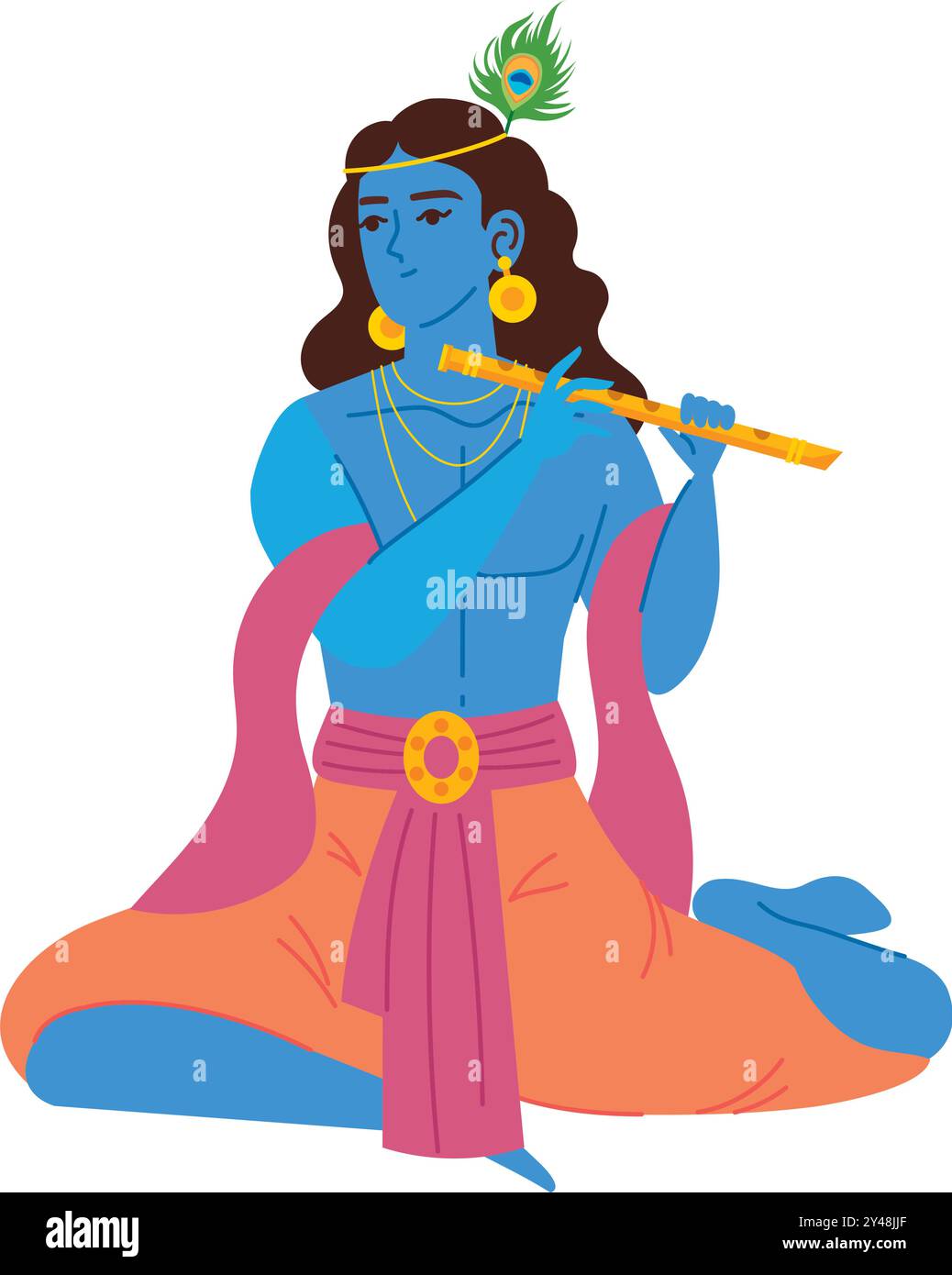 lord krishna sitting and playing flute Stock Vector Image & Art - Alamy
