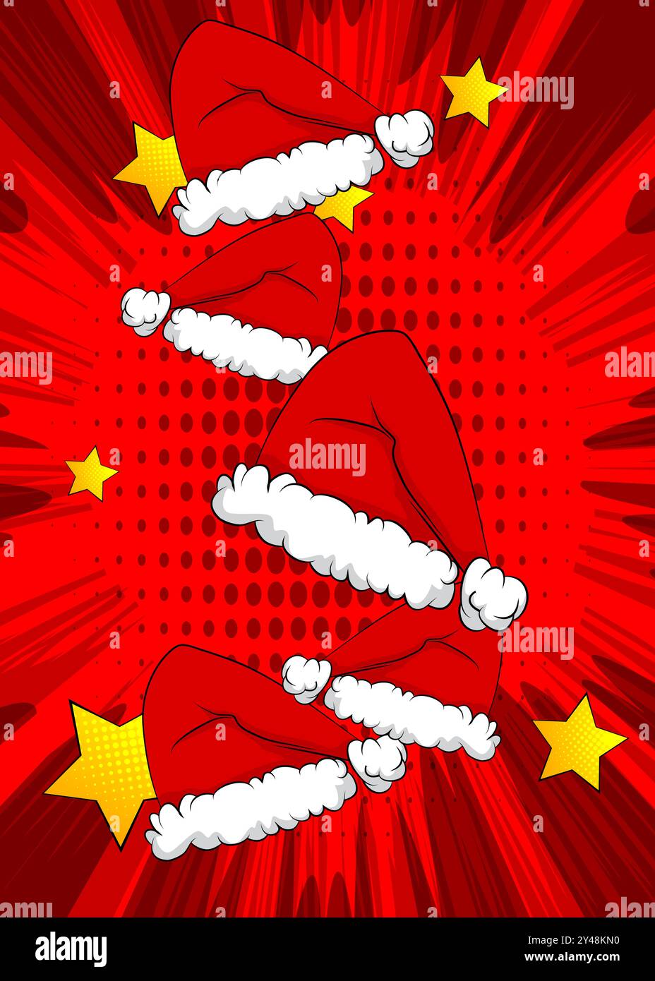Cartoon Santa Hat, comic book Christmas, Holiday. Retro vector comics ...