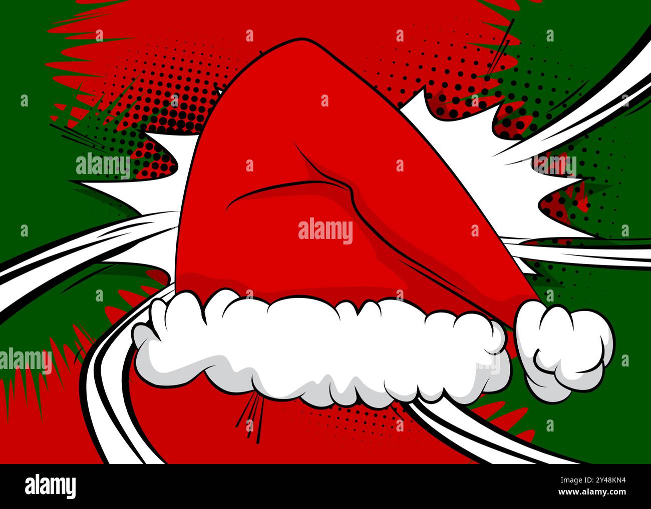 Cartoon Santa Hat, comic book Christmas, Holiday. Retro vector comics ...