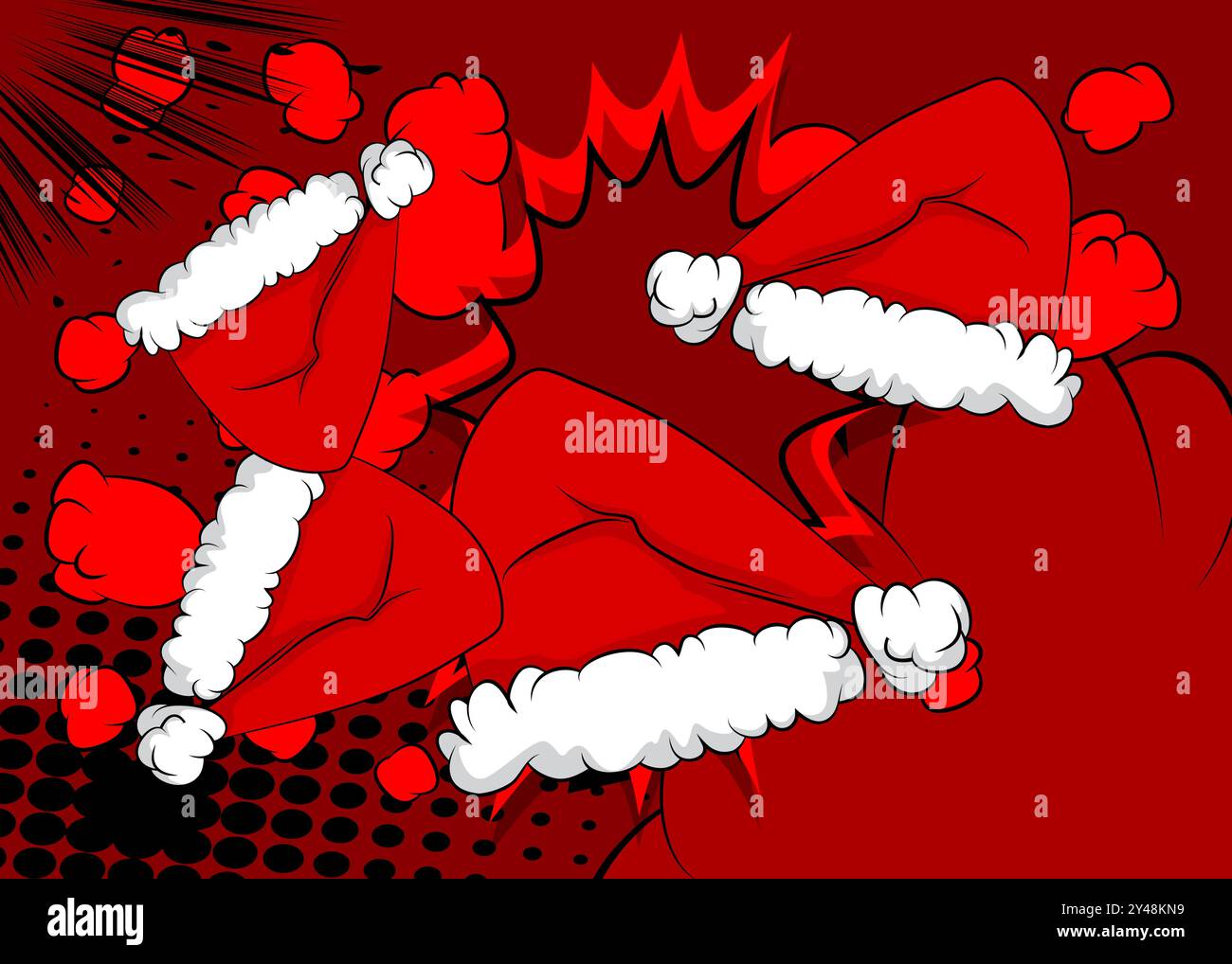 Cartoon Santa Hat, comic book Christmas, Holiday. Retro vector comics ...