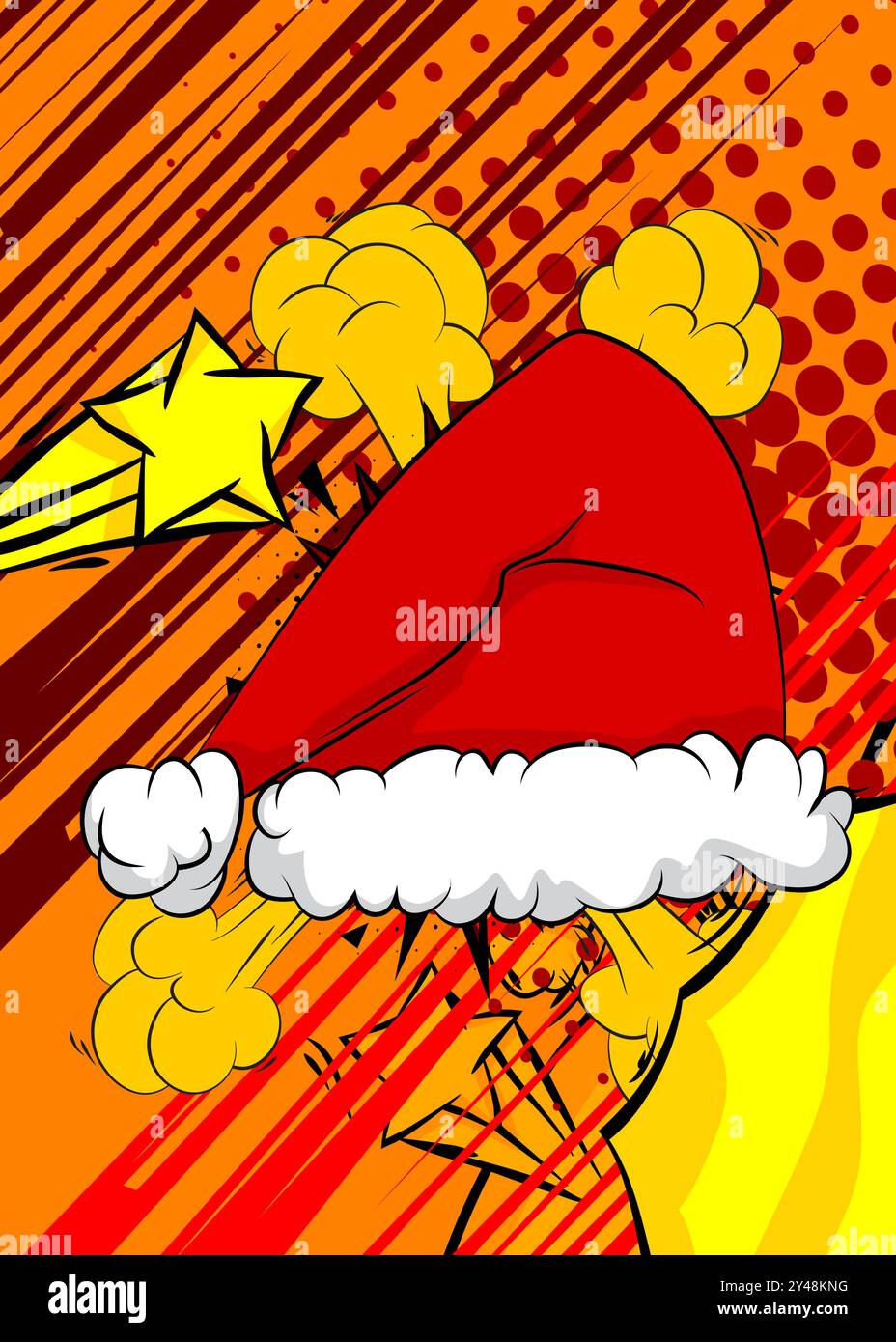 Cartoon Santa Hat, comic book Christmas, Holiday. Retro vector comics ...