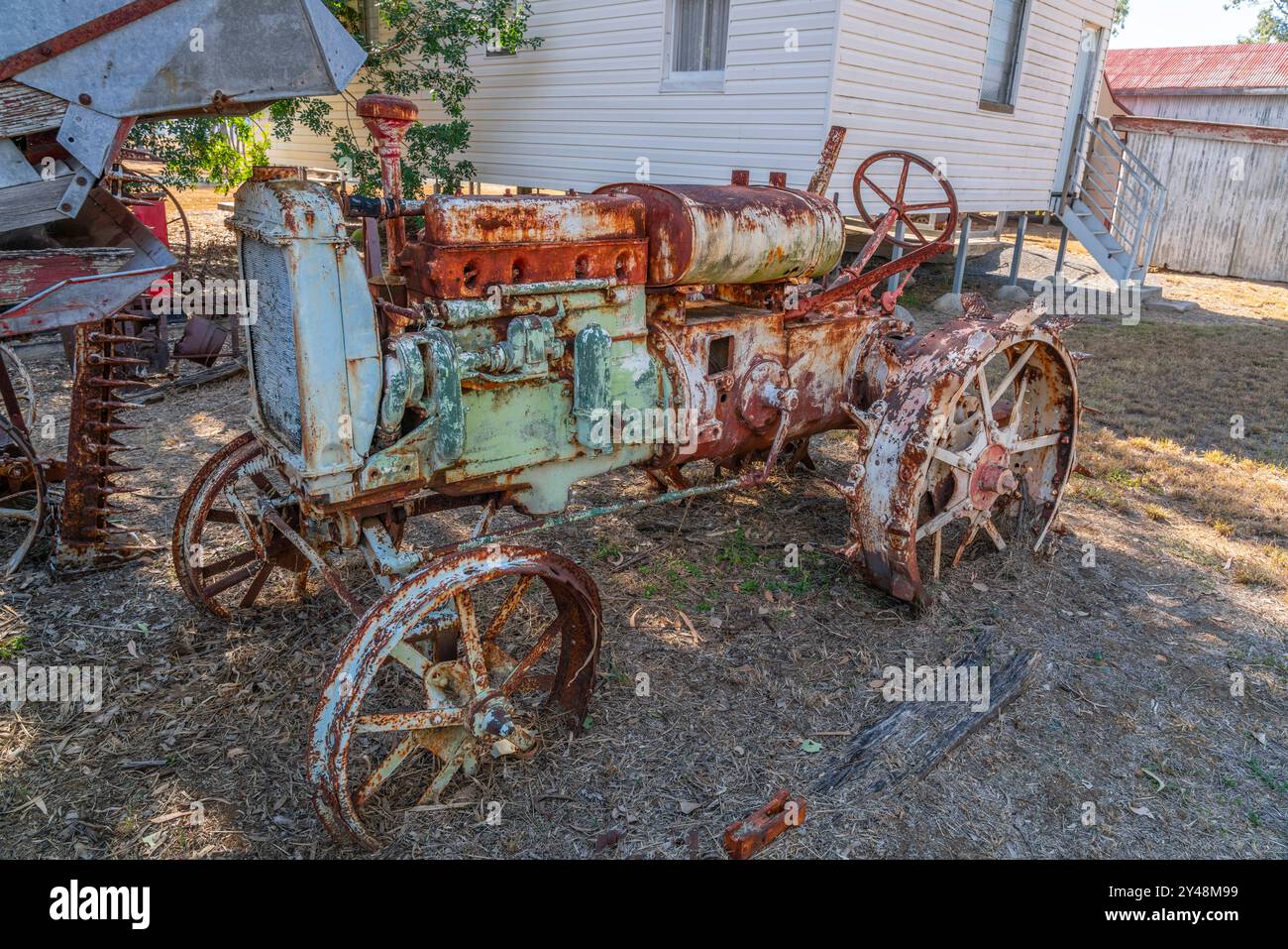 Old steel wheeled tractor in Wowan, queensland, australia Stock Photo ...