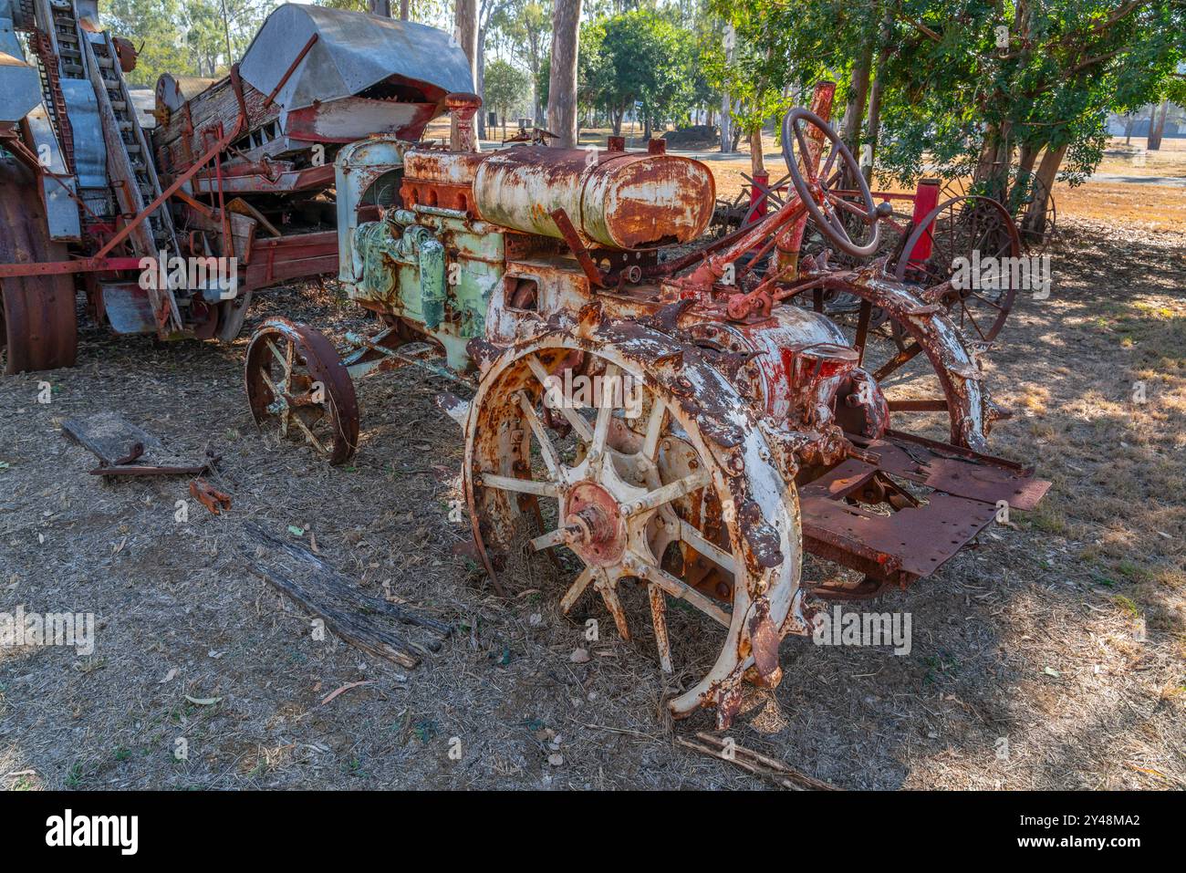 Old steel wheeled tractor in Wowan, queensland, australia Stock Photo ...
