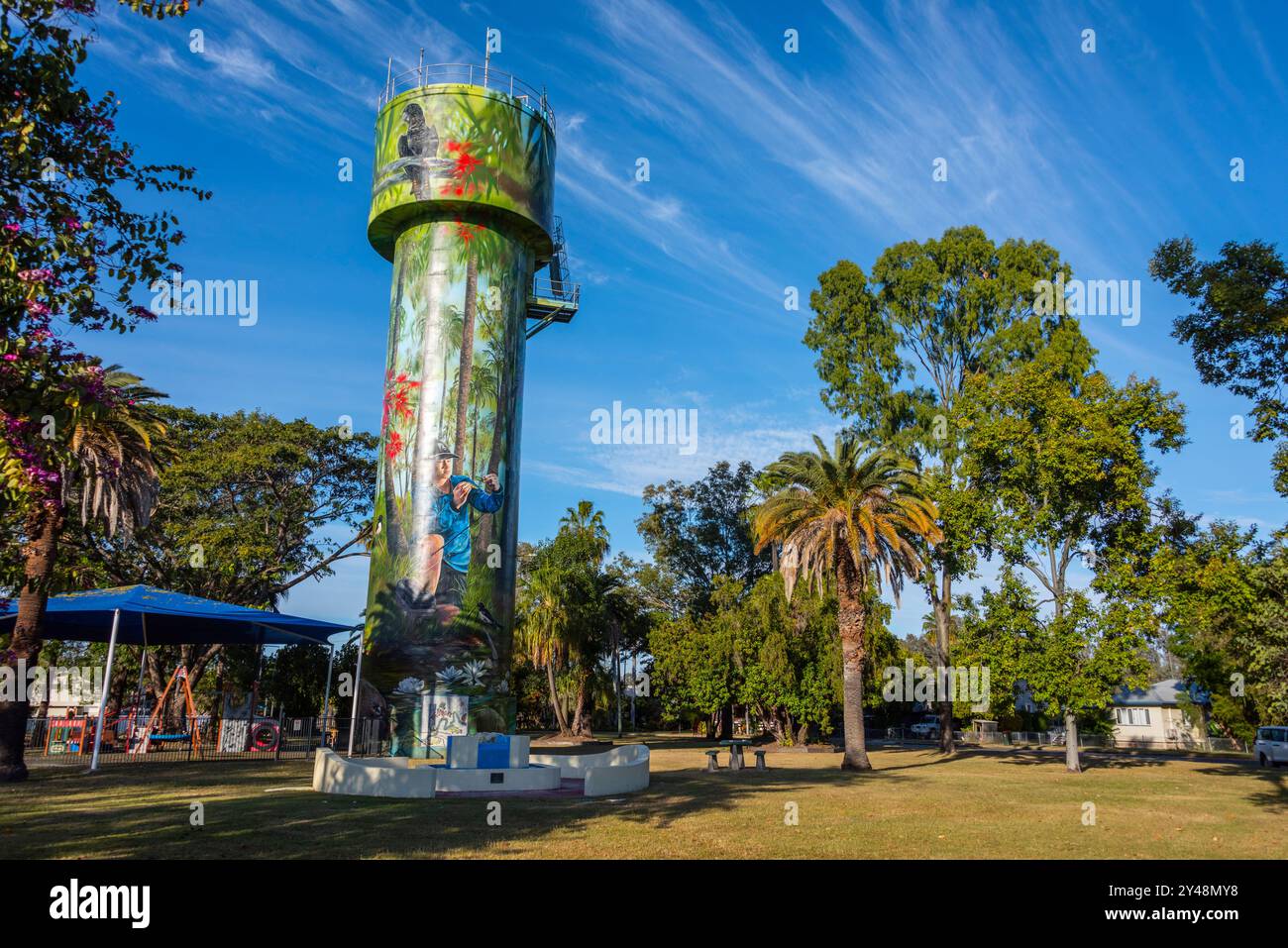 Mural on Water tower in Theodore, queensland, australia Stock Photo - Alamy