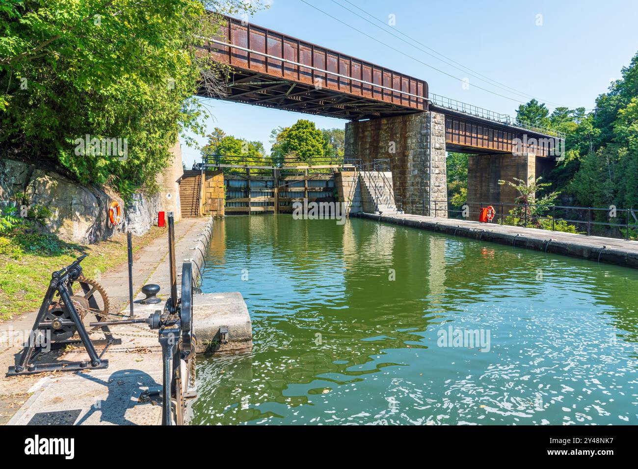 At Kingston Mills Lockstation, the Cataraqui River descends from ...