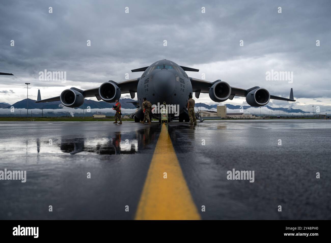 A U.S. Air Force U.S. Air Force C-17 Globemaster III assigned to the 176th Wing, Alaska Air ...