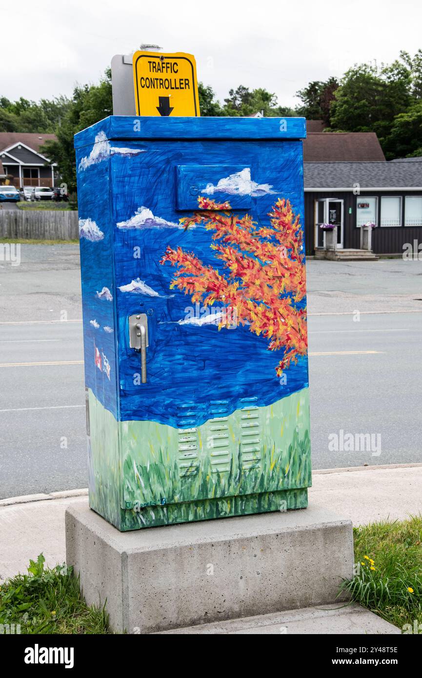Orange trees mural on electrical traffic control box in Conception Bay ...