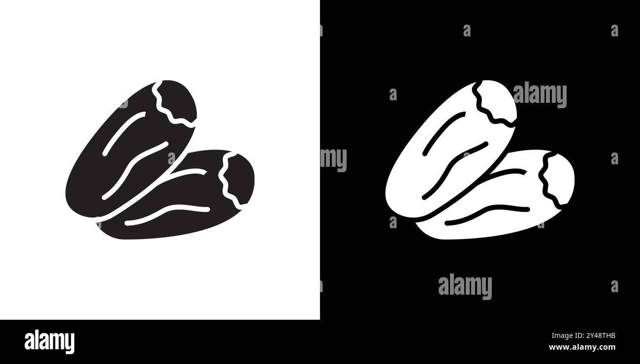 Arab date fruit icon Black line art vector in black and white outline ...