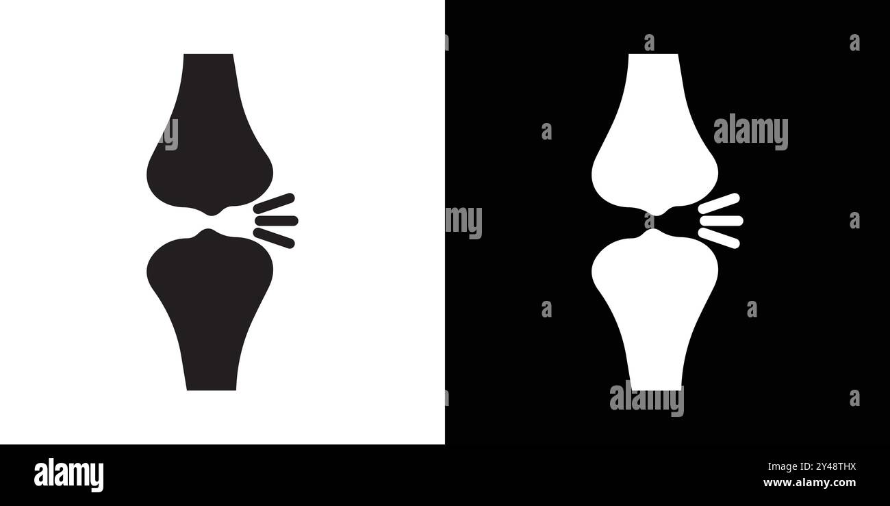Arthritis knee joint pain icon Black line art vector in black and white outline set collection ...