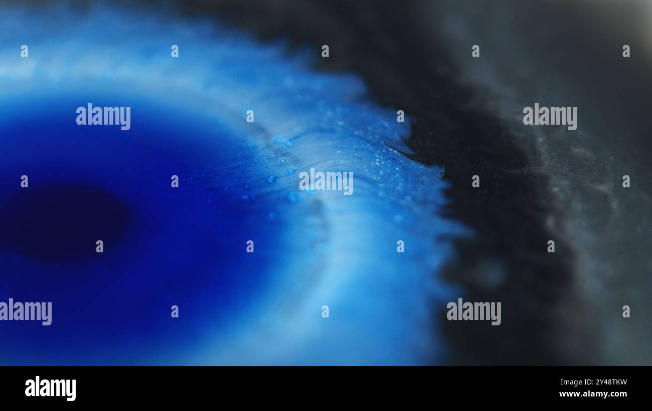 Paint blotch. Ink drop. Defocused blue black color wet stain sparkling ...