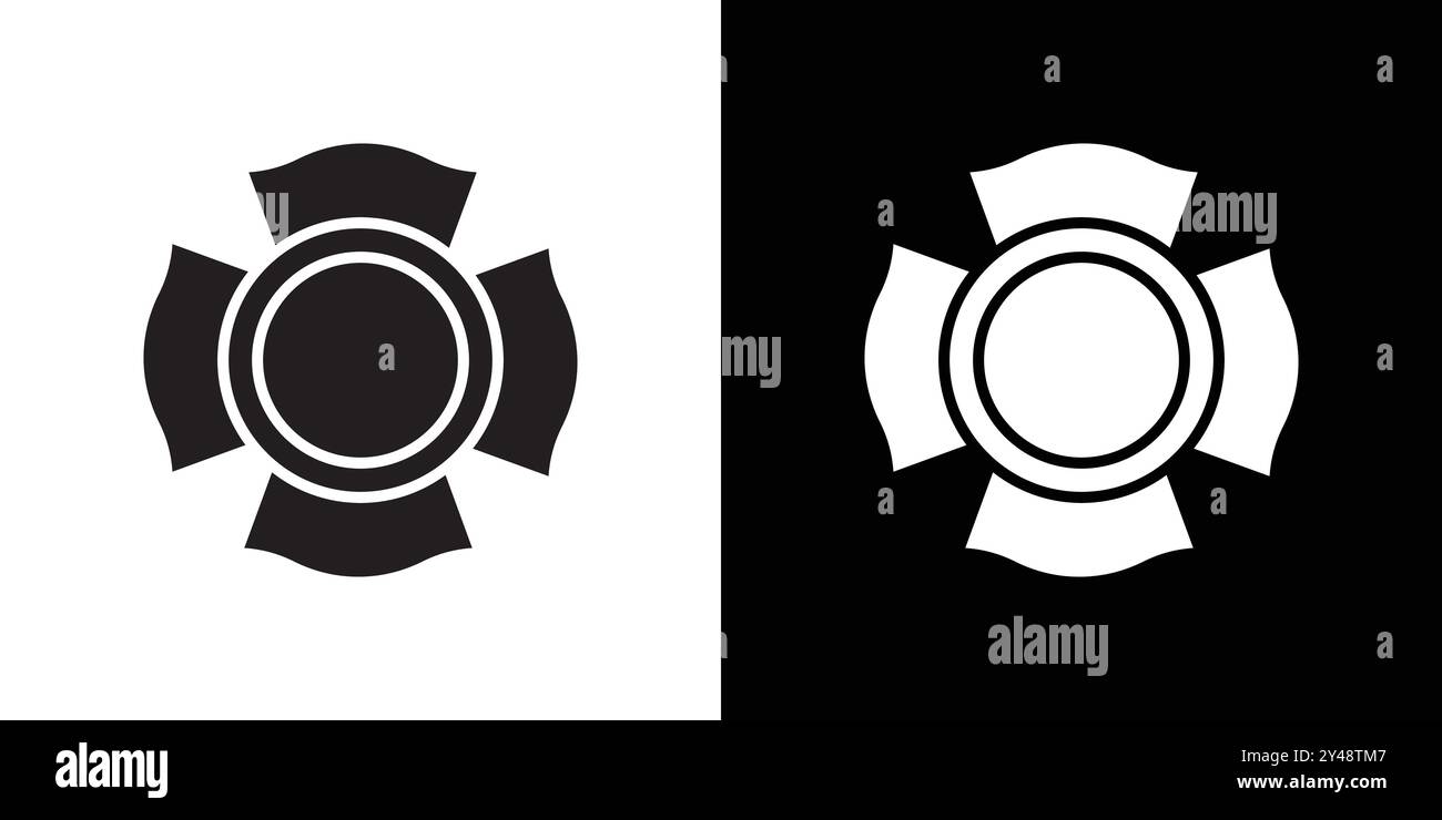 Blank Fire Department badge icon Black line art vector in black and ...