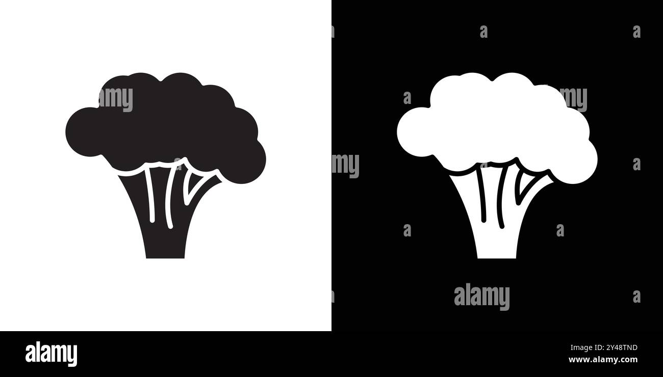 Broccoli icon Black line art vector in black and white outline set ...