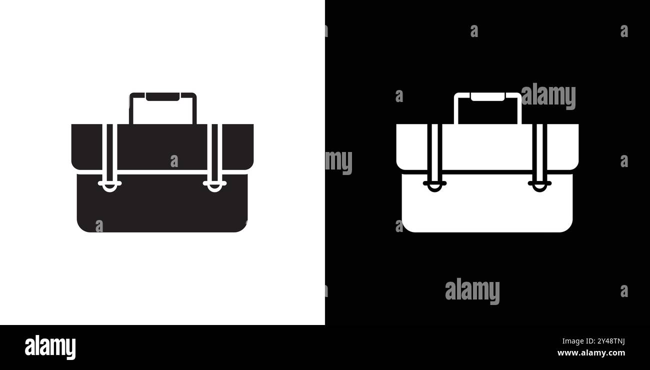Briefcase icon Black line art vector in black and white outline set ...
