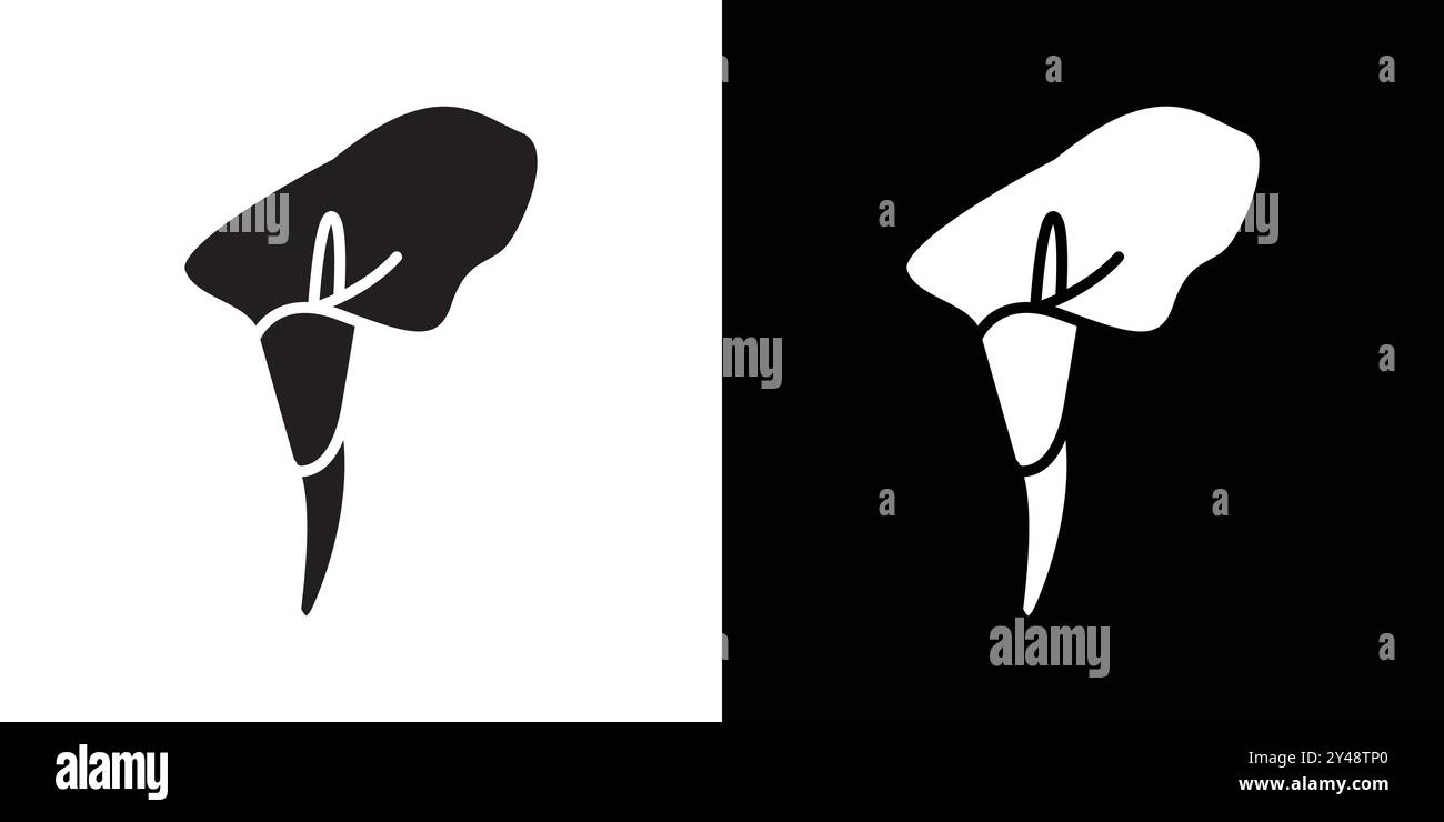 calla icon Black line art vector in black and white outline set ...