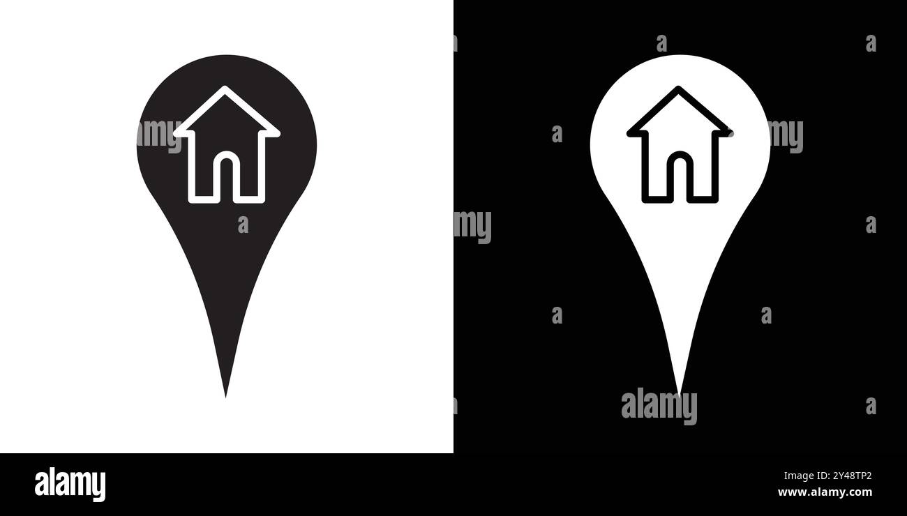 Address icon Black line art vector in black and white outline set ...