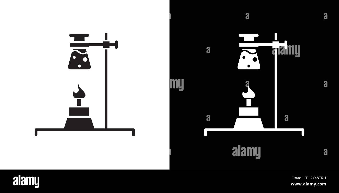 burner boiling chemical icon Black line art vector in black and white ...