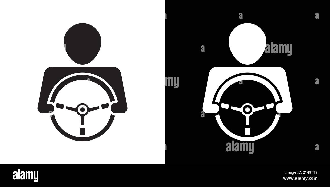 car driver icon Black line art vector in black and white outline set ...