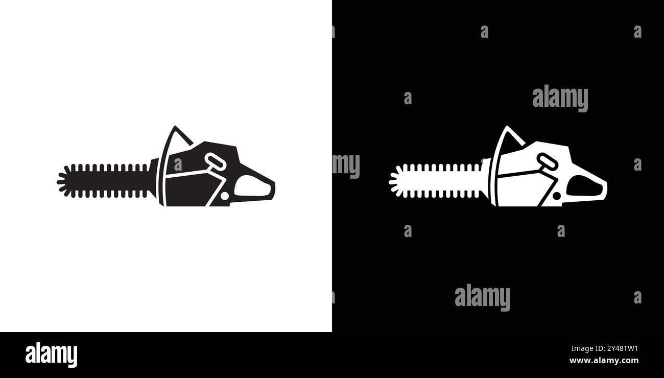Chainsaw icon Black line art vector in black and white outline set ...