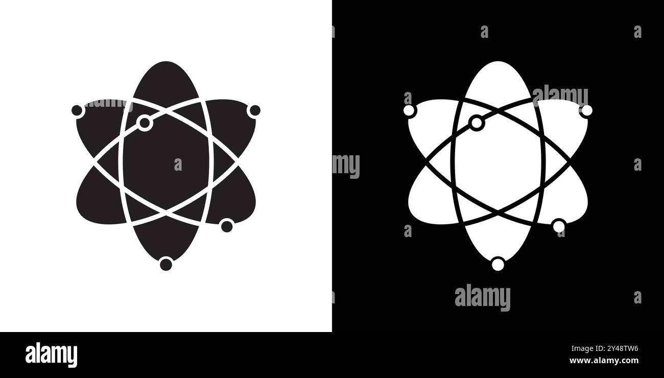 Atom scientific icon Black line art vector in black and white outline ...