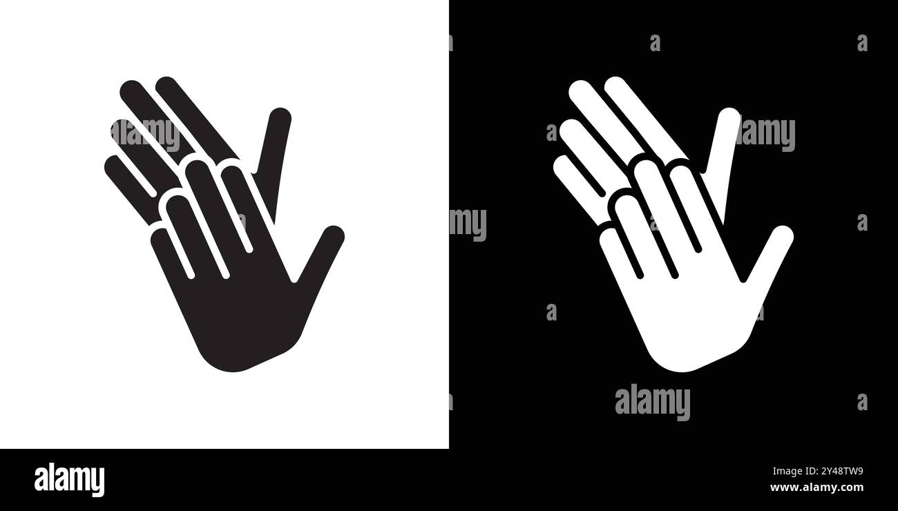 Clapping hand icon Black line art vector in black and white outline set collection sign Stock ...
