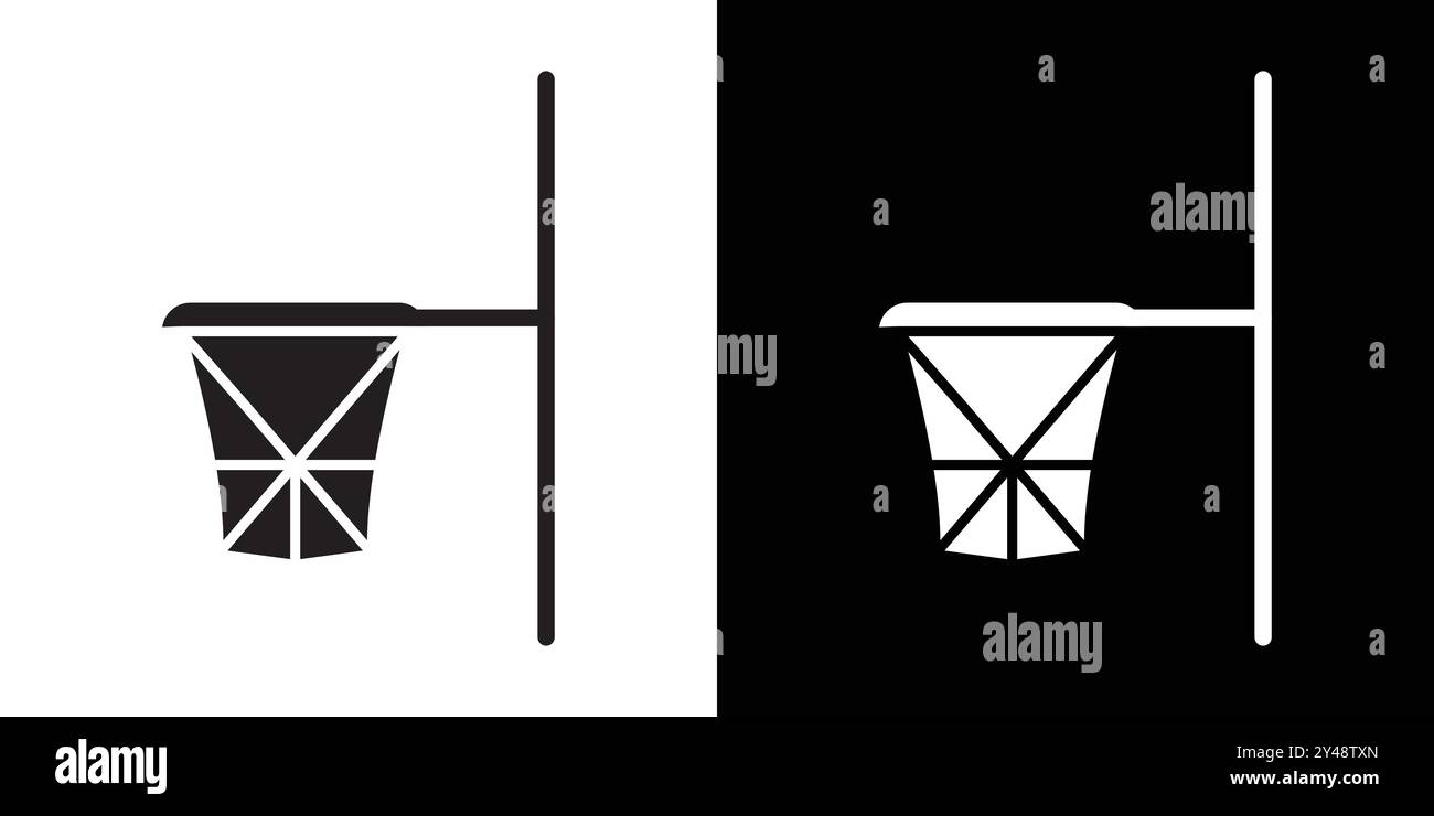 Basketball Hoop icon Black line art vector in black and white outline set collection sign Stock ...