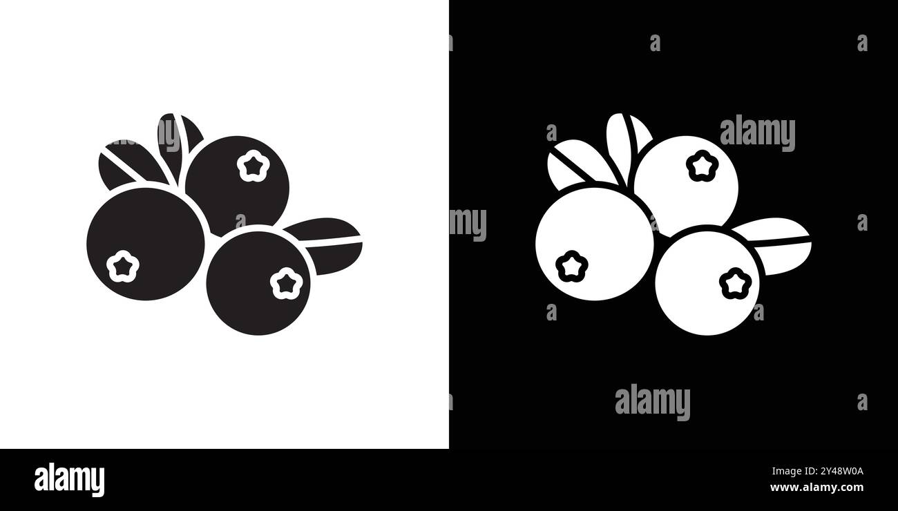 Cranberry icon Black line art vector in black and white outline set ...