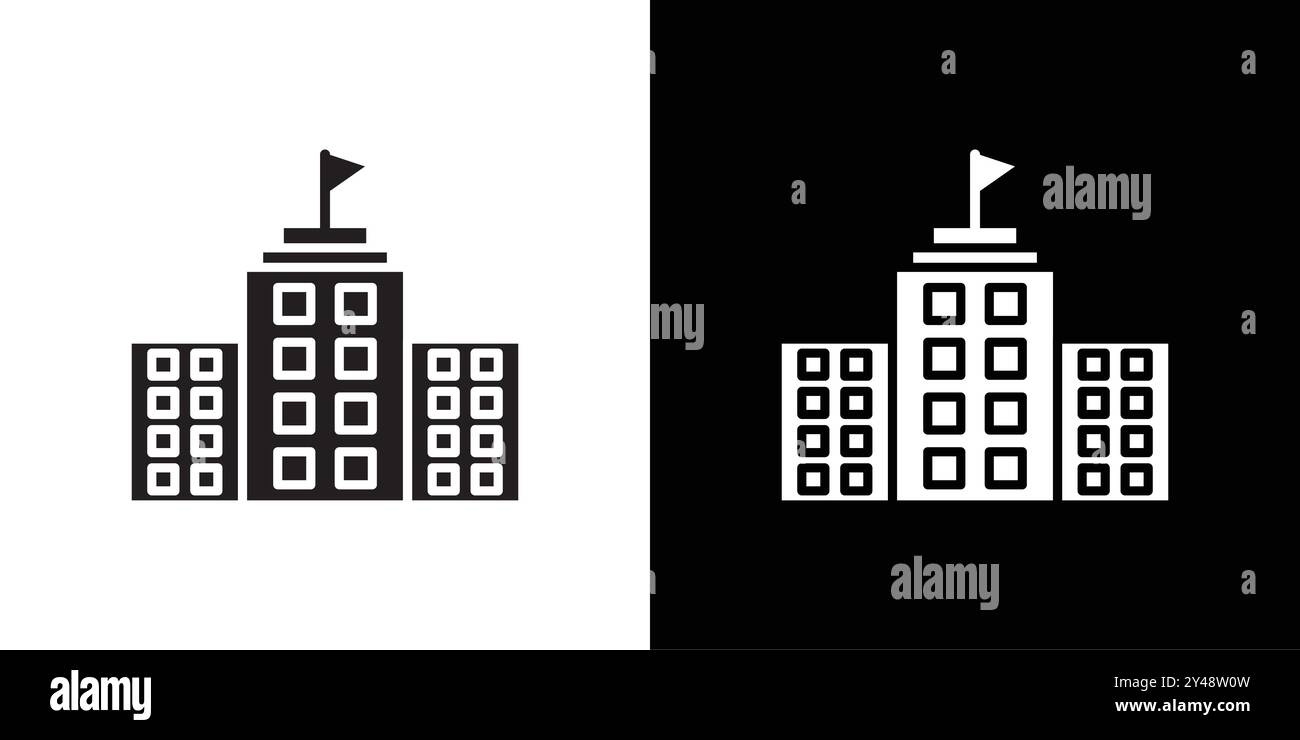 Company icon Black line art vector in black and white outline set ...