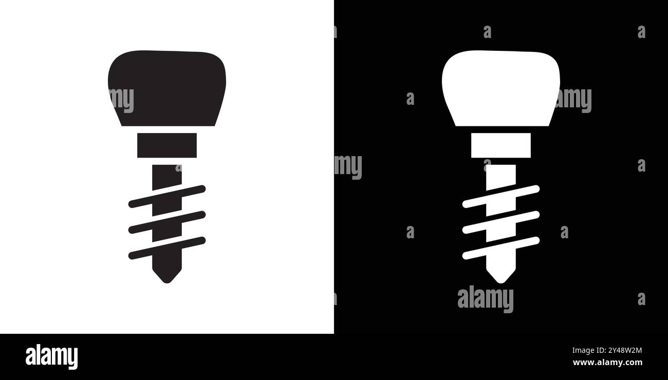 Dental implants icon Black line art vector in black and white outline ...