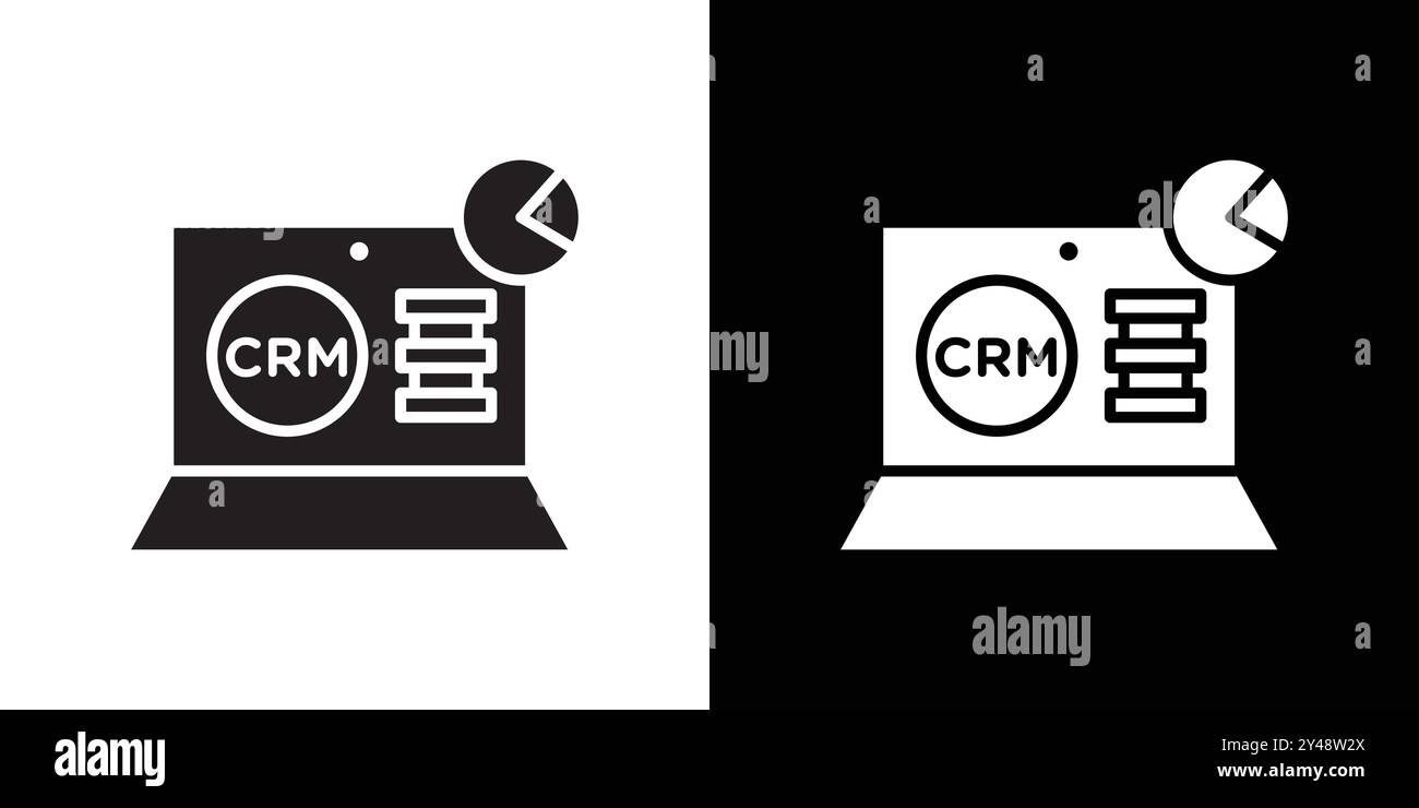 crm icon Black line art vector in black and white outline set ...