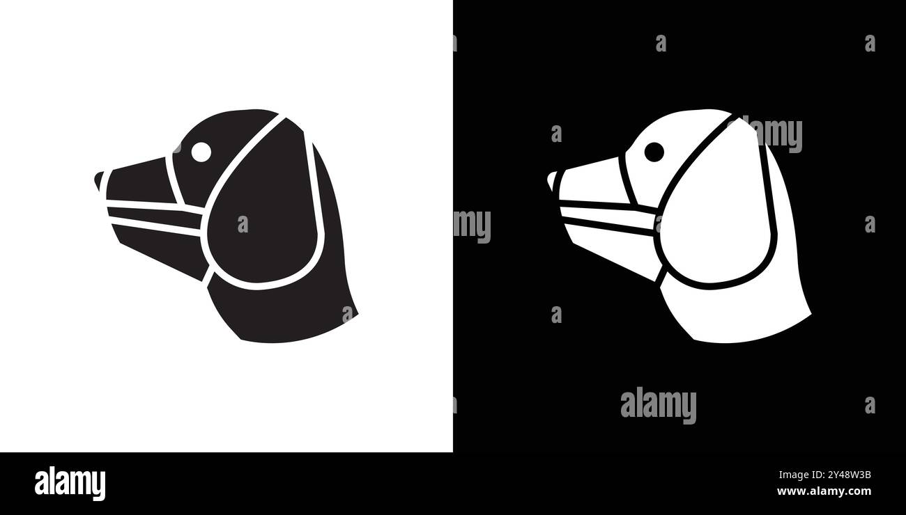 Dog muzzle icon Black line art vector in black and white outline set ...
