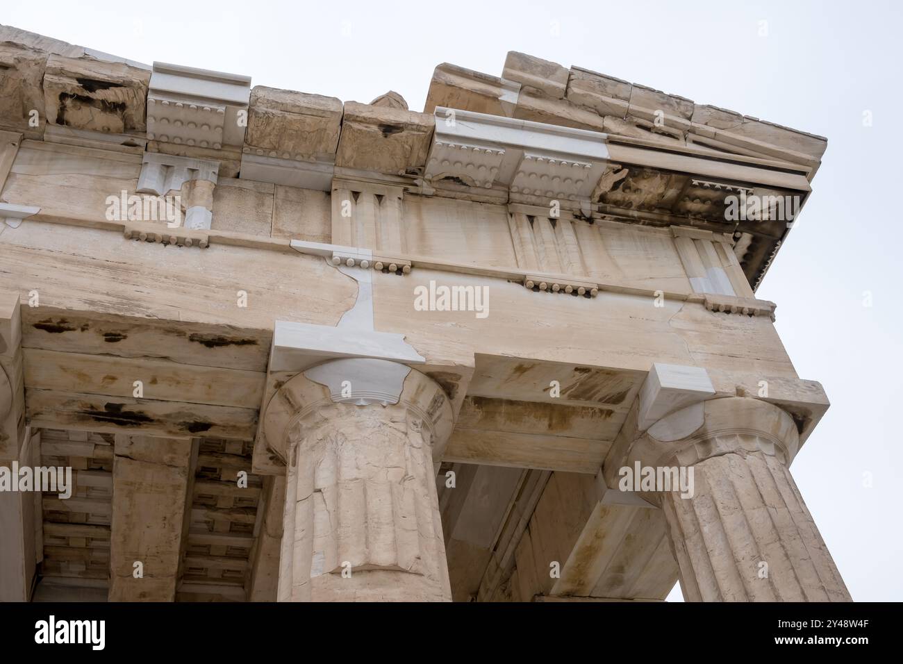 Detail of the Propylaia, a classical Greek Doric building that served ...